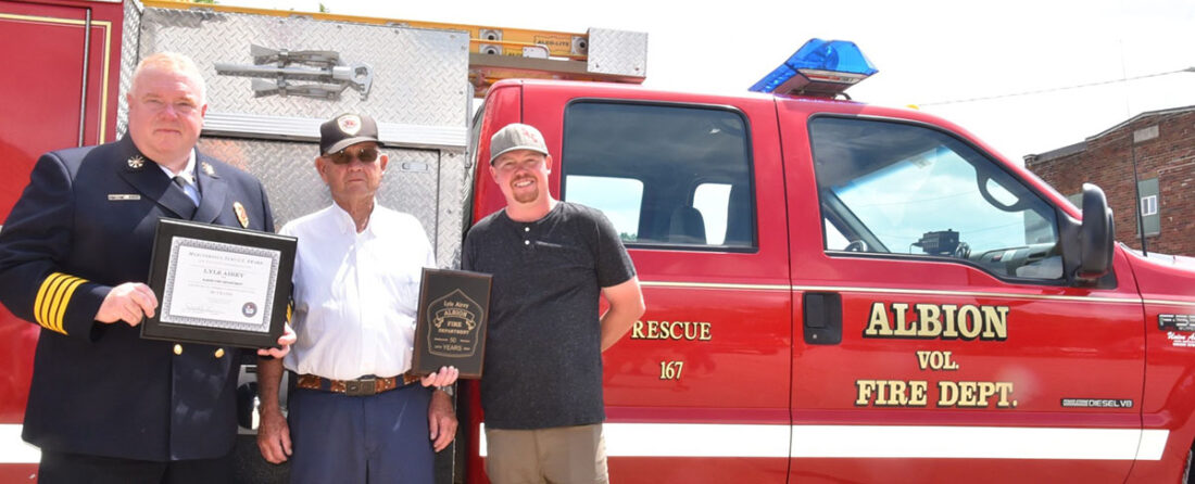 Lyle Airey honored for 50 years of service to Albion Fire Department ...